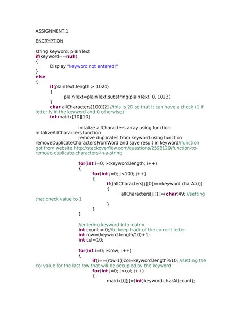 Algorithm For Csci361 Assignments Assignment 1 Encryption String