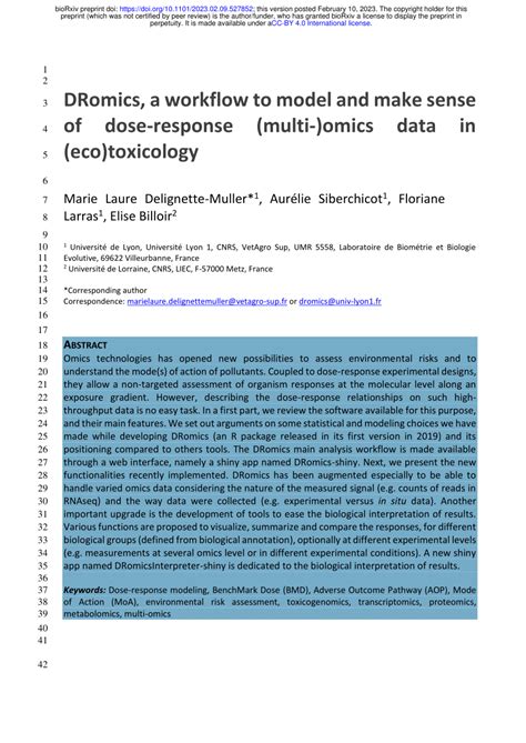 pdf dromics a workflow to model and make sense of dose response