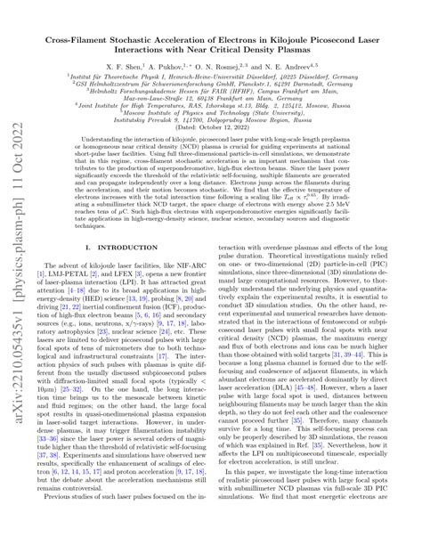 Pdf Cross Filament Stochastic Acceleration Of Electrons In Kilojoule