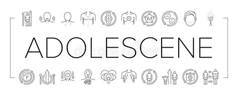 Adolescence Puberty Growth Icons Set Vector Stock Illustration
