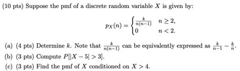 Solved 10 Pts Suppose The Pmf Of A Discrete Random