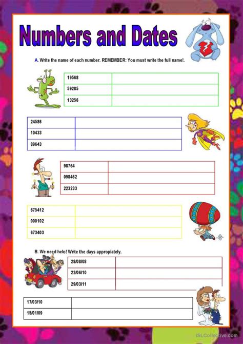 Numbers And Dates English Esl Worksheets Pdf And Doc