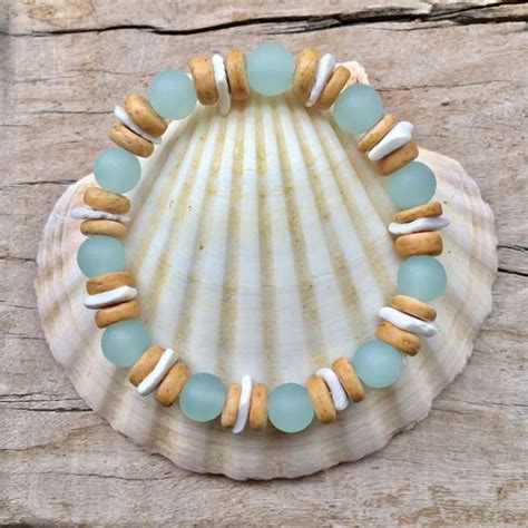 Beach Jewelry Cultured Sea Glass Bracelet Beautiful Aqua Cultured Sea