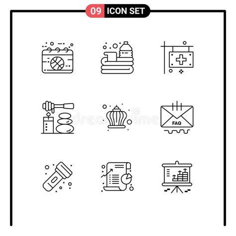 9 Universal Outlines Set For Web And Mobile Applications Spa Massages Game Hospital Flag