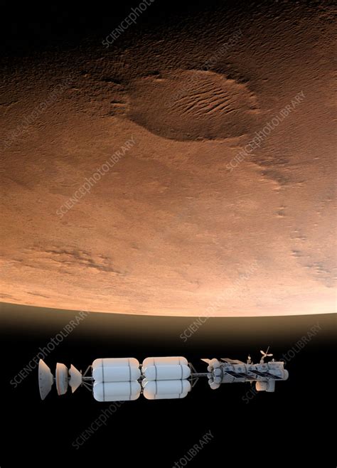 Fusion Drive Spaceship Arriving In Mars Orbit Illustration Stock Image F041 8410 Science