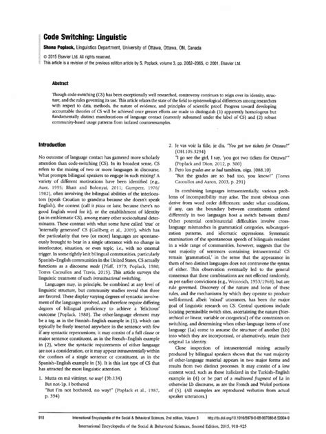 Code Switching Linguistic Pdf
