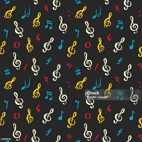 음악 노트 패턴 원활한 벡터 일러스트입니다 손으로 그린 스케치 낙서 음악 메모 기호 검은색에 대한 스톡 벡터 아트 및 기타 이미지 검은색 고전 양식 고풍스런 Istock