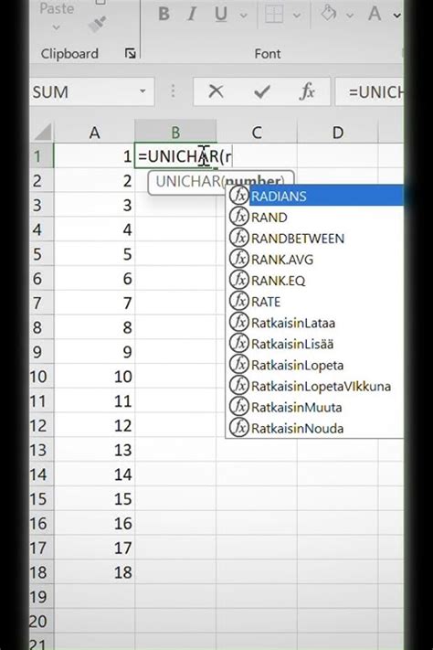 excel tricks create si number 1 to 20 with unichar row 9311 funny