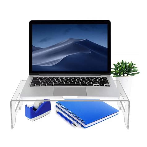 아크릴 모니터 스탠드 내구성 강한 투명 노트북 및 스크린 라이저 케이크 주얼리 아트 디스플레이 캐비닛 손 사무실 인형 장식 디스플레이 스탠드수납 홀더 And 랙