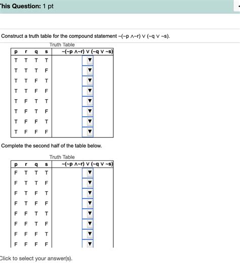 Solved This Question 1 Pt Construct A Truth Table For The