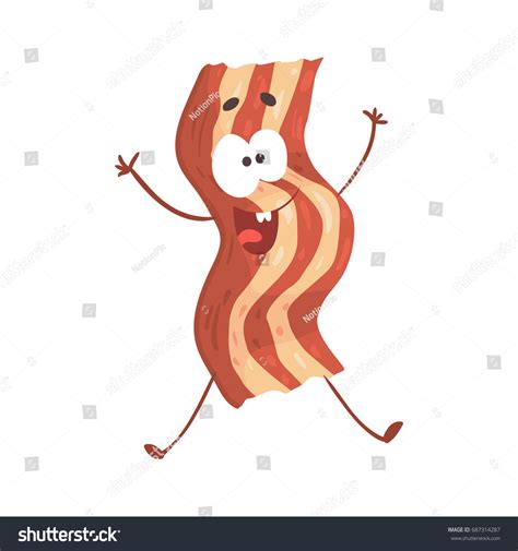 귀여운 만화 볶은 베이컨 웃는 얼굴 스톡 벡터로열티 프리 687314287 Shutterstock