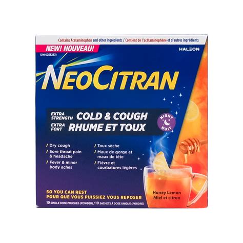 Neocitran Extra Strength Cold And Cough Night Honey Lemon 10 Pouche