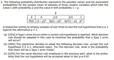 How To Answer Question About Type 1 Error In Probability Distribution
