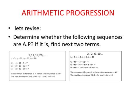 Arithmetic Progression PPTX Homework And Study Education