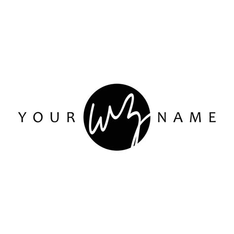 Wz Initial Handwriting In Circle Frame Template Design 32515172 Vector