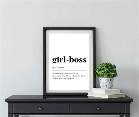 Girl Boss Definition Feminist Wall Art Office Decor Retirement T