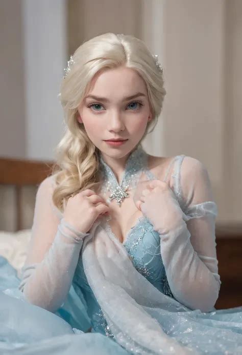 Elsa Frozen At 18 Years Old At The Bed Open Legs Showing Pubic
