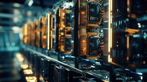 Premium Photo Row Of Illuminated Gpu Fans In A Cryptocurrency Mining Rig