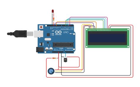 Circuit Design Lcd Dan Sensor Suhu Arduino Tinkercad