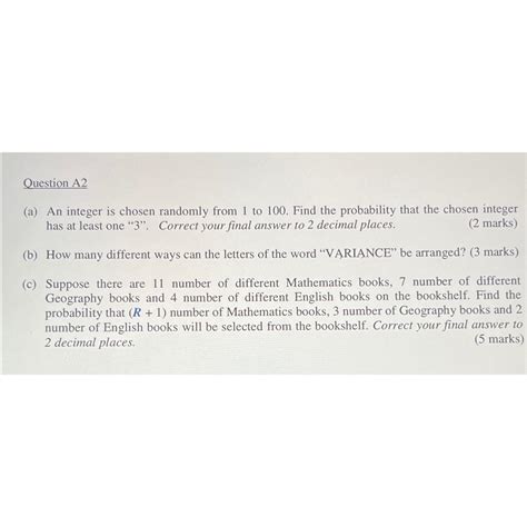 Solved Question A2a ﻿an Integer Is Chosen Randomly From 1