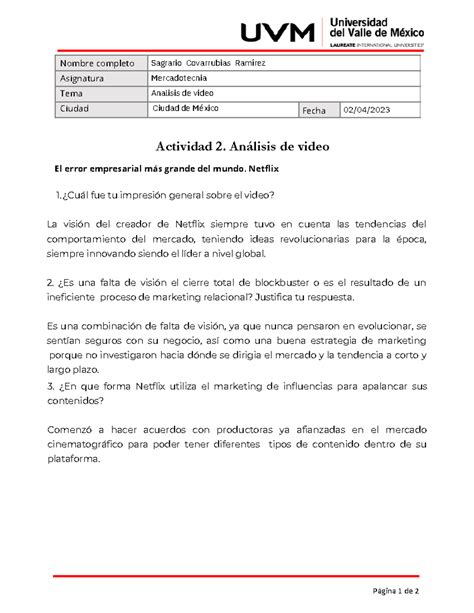 actividad 2 analisis de video actividad 2 análisis de video nombre