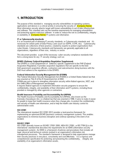Vulnerability Management IT Security Standard Templates At Allbusinesstemplates Com