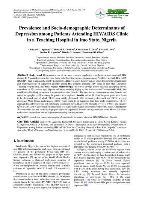 Pdf Prevalence And Socio Demographic Determinants Of Depression Among