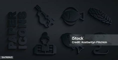 열대어 생선 스테이크 어부 가오리 낚시 작살 아이콘을 설정합니다 벡터 0명에 대한 스톡 벡터 아트 및 기타 이미지 0명 3