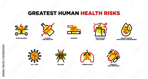 Greatest Human Health Risks Infographics Stock Vector Adobe Stock