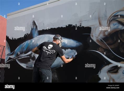 Roma Italy 23rd Apr 2017 Street Artist Moby Dick During