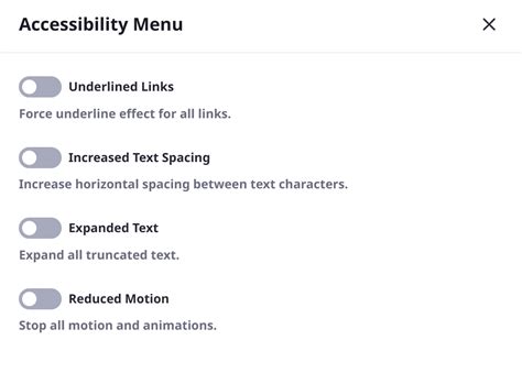 using the accessibility menu liferay official documentation liferay