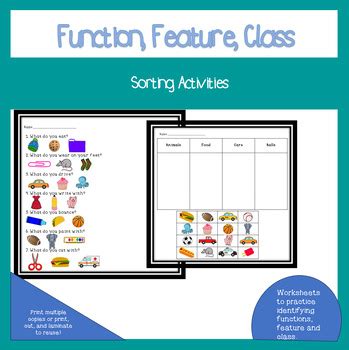 Function Feature Class Sorting And Practice Sheets TPT