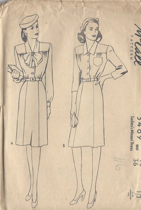 1940s Dress Patterns Available From The Vintage Pattern Shop