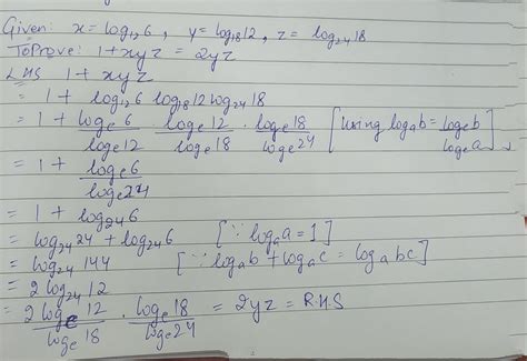 If X Log Y Log And Z Log Prove That Xyz Yz