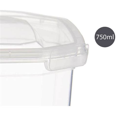 Tupper De 0 75 L De Plástico Rectangular Con Tapa Sujeta Por 0 75