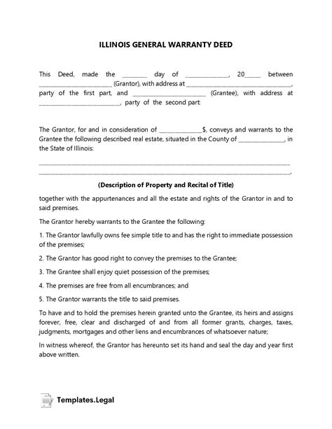 Illinois Deed Forms And Templates Free Word Pdf Odt