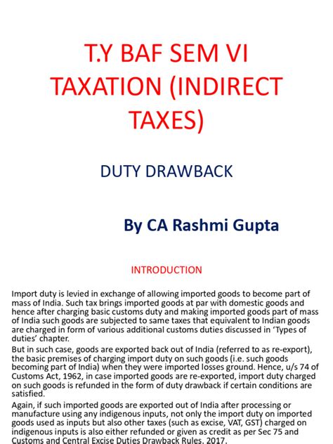 Duty Drawback Pdf