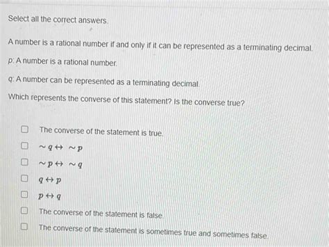 solved select all the correct answers a number is a rational number