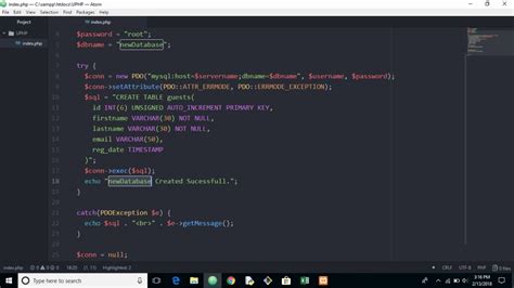 2 Creating A Table In Database Using Pdo Php Youtube