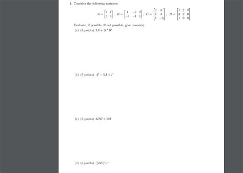 Solved Consider The Following Matrices Chegg