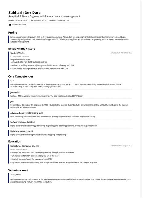 Best CV Format For Freshers Or Your First Job Free Template MyJobMag