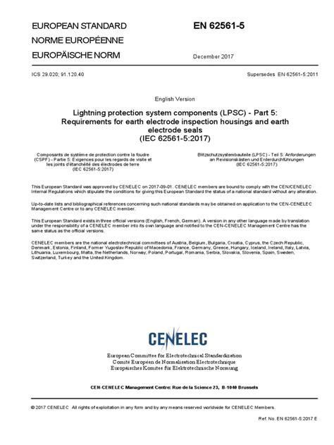 en 62561 5 2017 lightning protection system components lpsc part 5