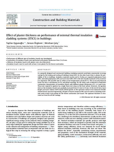 Pdf Effect Of Plaster Thickness On Performance Of External Thermal Insulation Cladding Systems