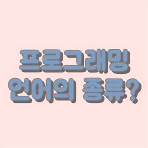 프로그래밍 언어의 종류 네이버 블로그