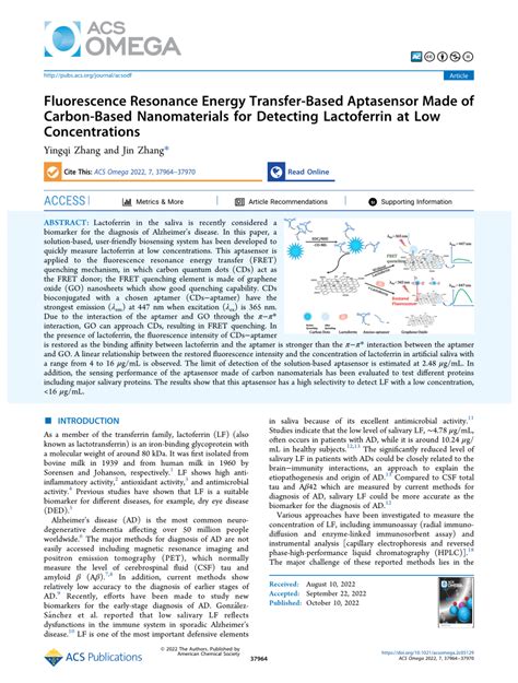 Pdf Fluorescence Resonance Energy Transfer Based Aptasensor Made Of Carbon Based Nanomaterials