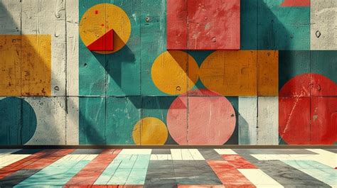 Playful Colorful Geometric Shapes Premium Ai Generated Image
