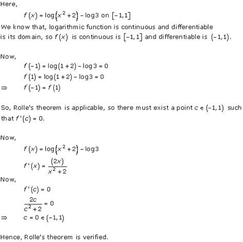 RD Sharma Class Solutions Chapter Mean Value Theorems