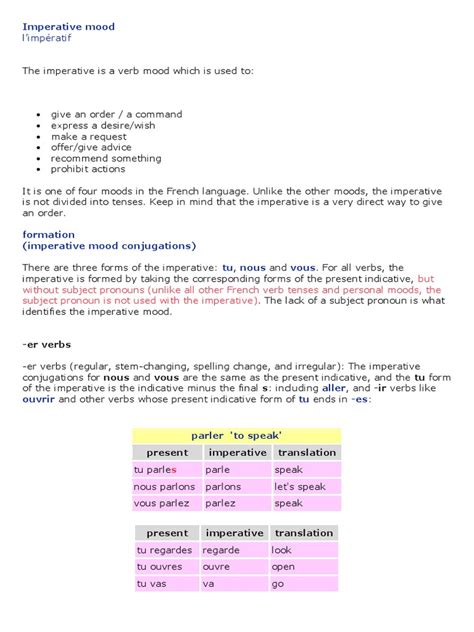02 Imperative Mood Pdf Grammatical Conjugation Verb