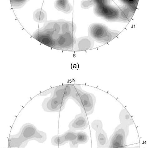 Stereographic Plots Of Orientation Of Discontinuities In A A Granitic Download Scientific