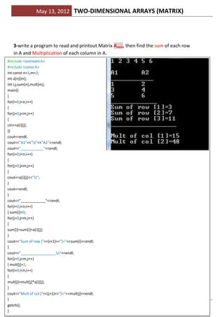 Matrix In C Programming Aramse PDF